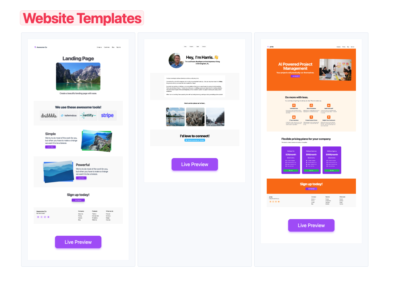 Tailwind CSS Website Templates by WeBase